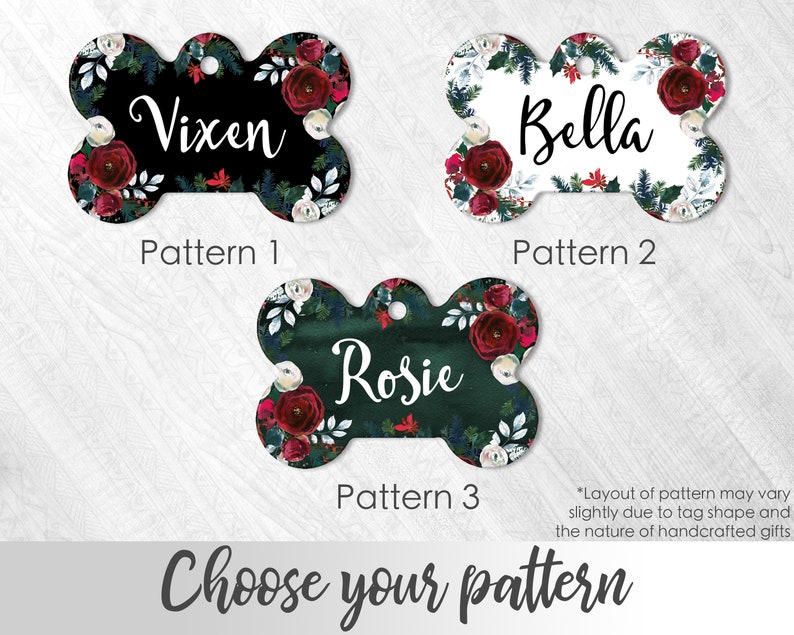 Roses Pet Tag Cute Floral Pet Tag Christmas Pet Tag Dog Tag | Etsy