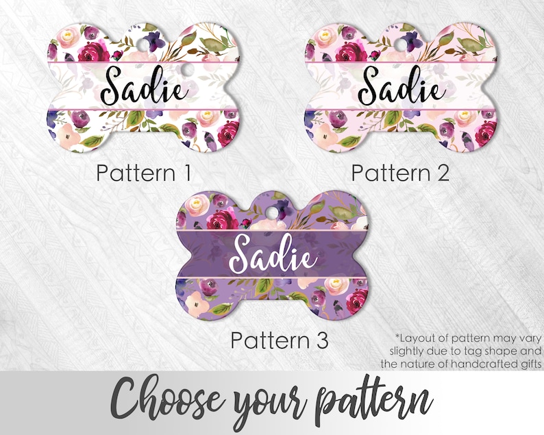 Pink Flowers Pet Tag Personalized Pet ID Tag Cute Cat Tag - Etsy