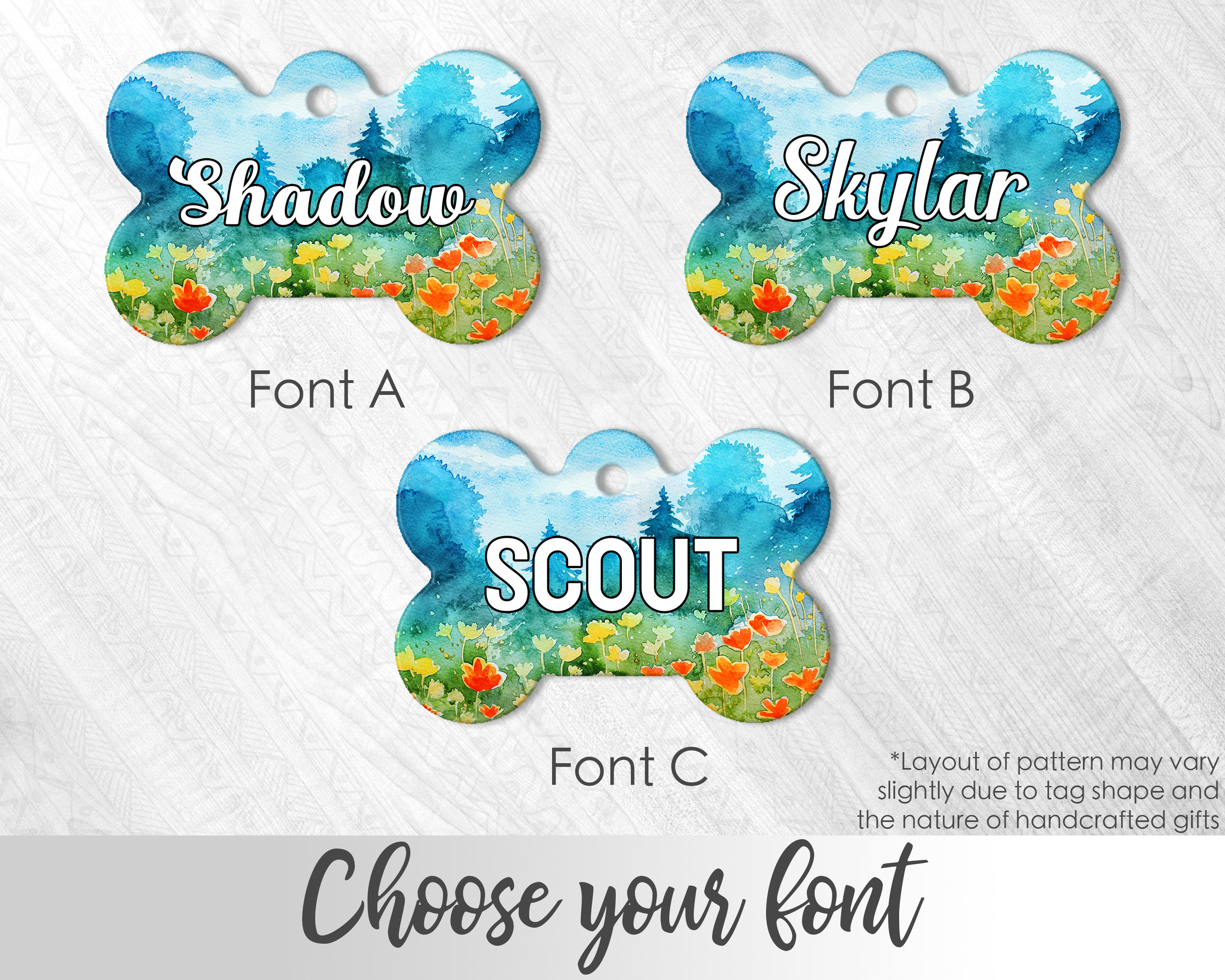 Trees Dog Tag, Wilderness Dog Tag, Outdoors Personalized Pet ID Tag for ...