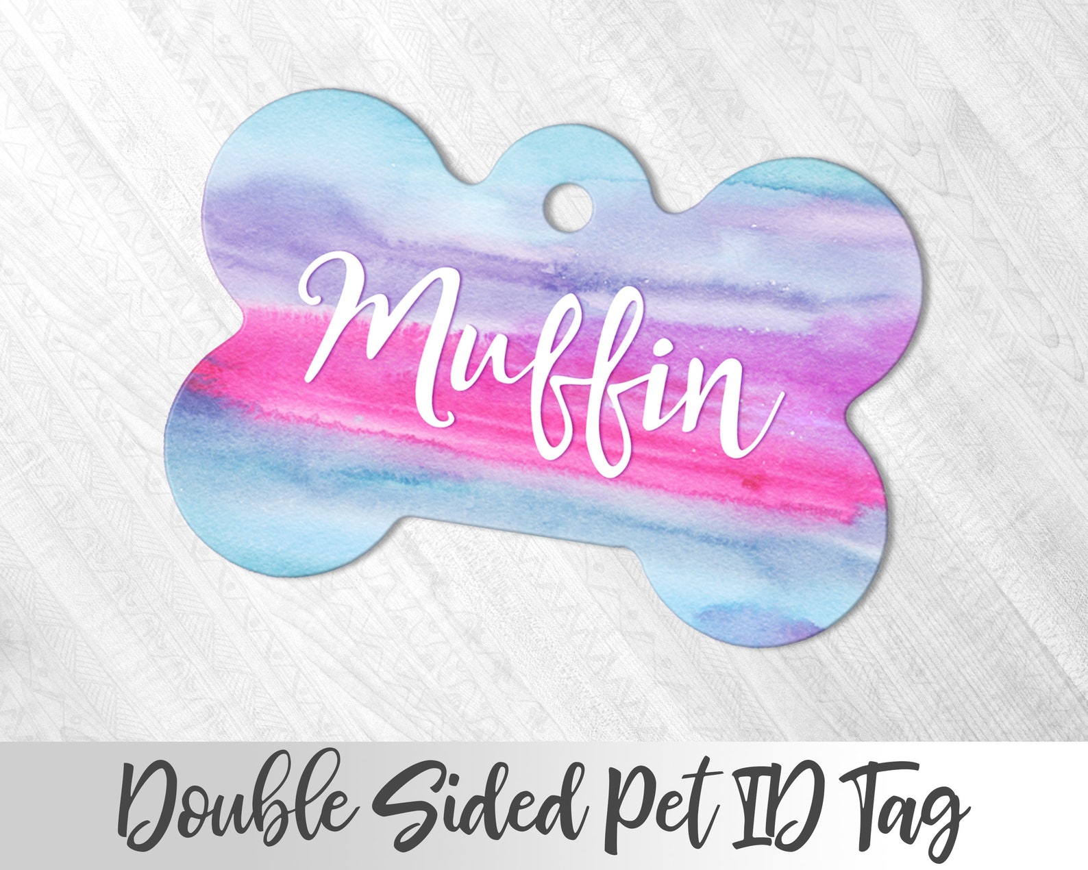Watercolor Dog Tag for Dog Pink and Blue Pet Tag Cat ID Tag - Etsy