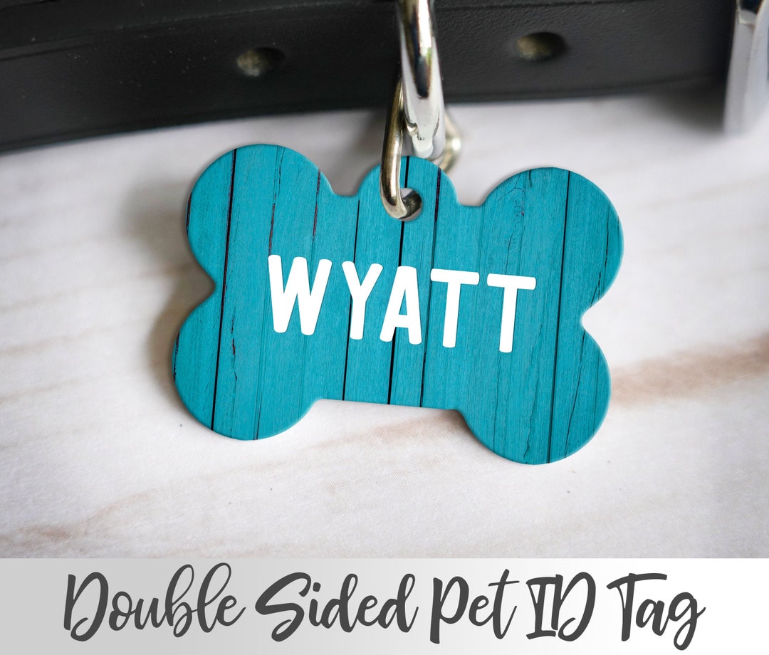 Faux Wood Pet ID Tag, Rustic Dog Tag, Personalized Pet ID Tag, Dog Name ...