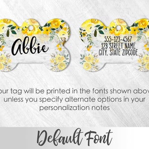 Yellow Floral Dog Tag, Rustic Dog Tag, Faux Wood ID, Cat ID Tag, Dog ID ...