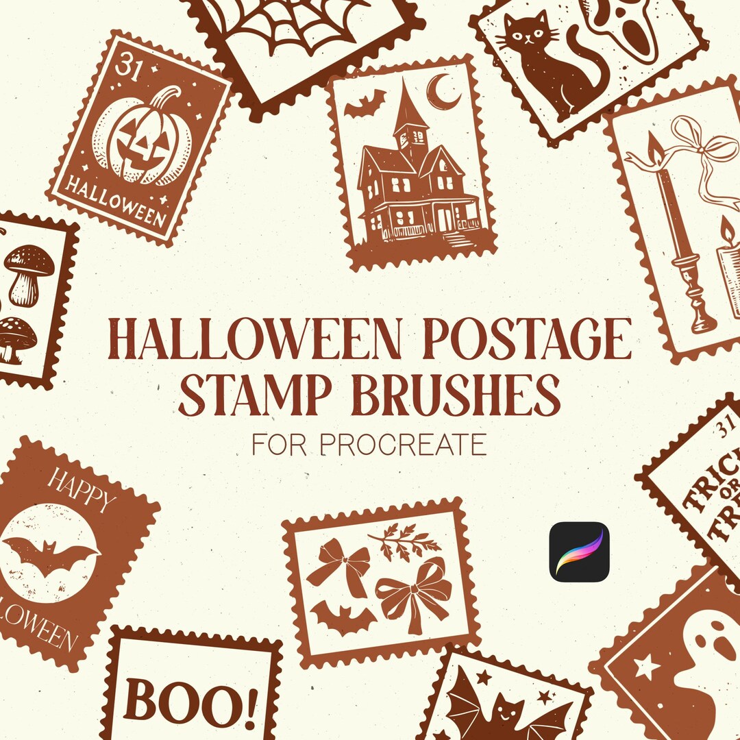 Halloween Postage Stamp Brushes for Procreate - DIGITAL DOWNLOAD - Etsy