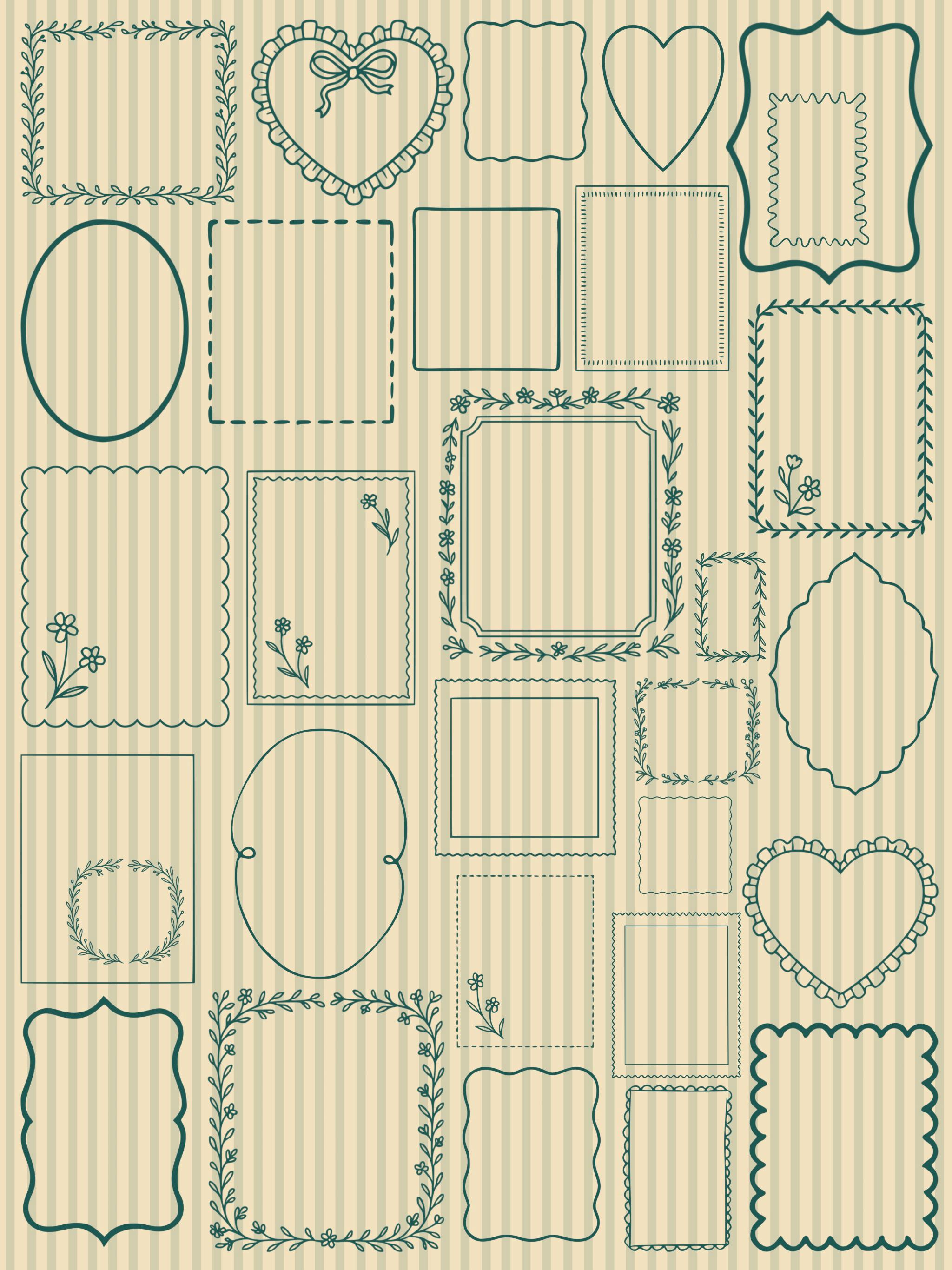 30 Cute Doodle Frame Stamp Brushes for Procreate - DIGITAL DOWNLOAD - Etsy