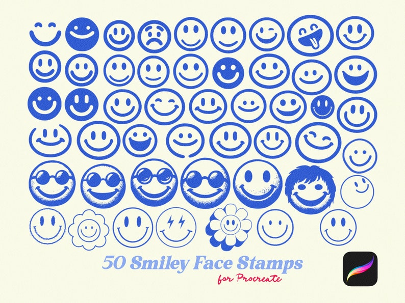 50 Smiley Face Procreate Brushes - DIGITAL DOWNLOAD - Etsy