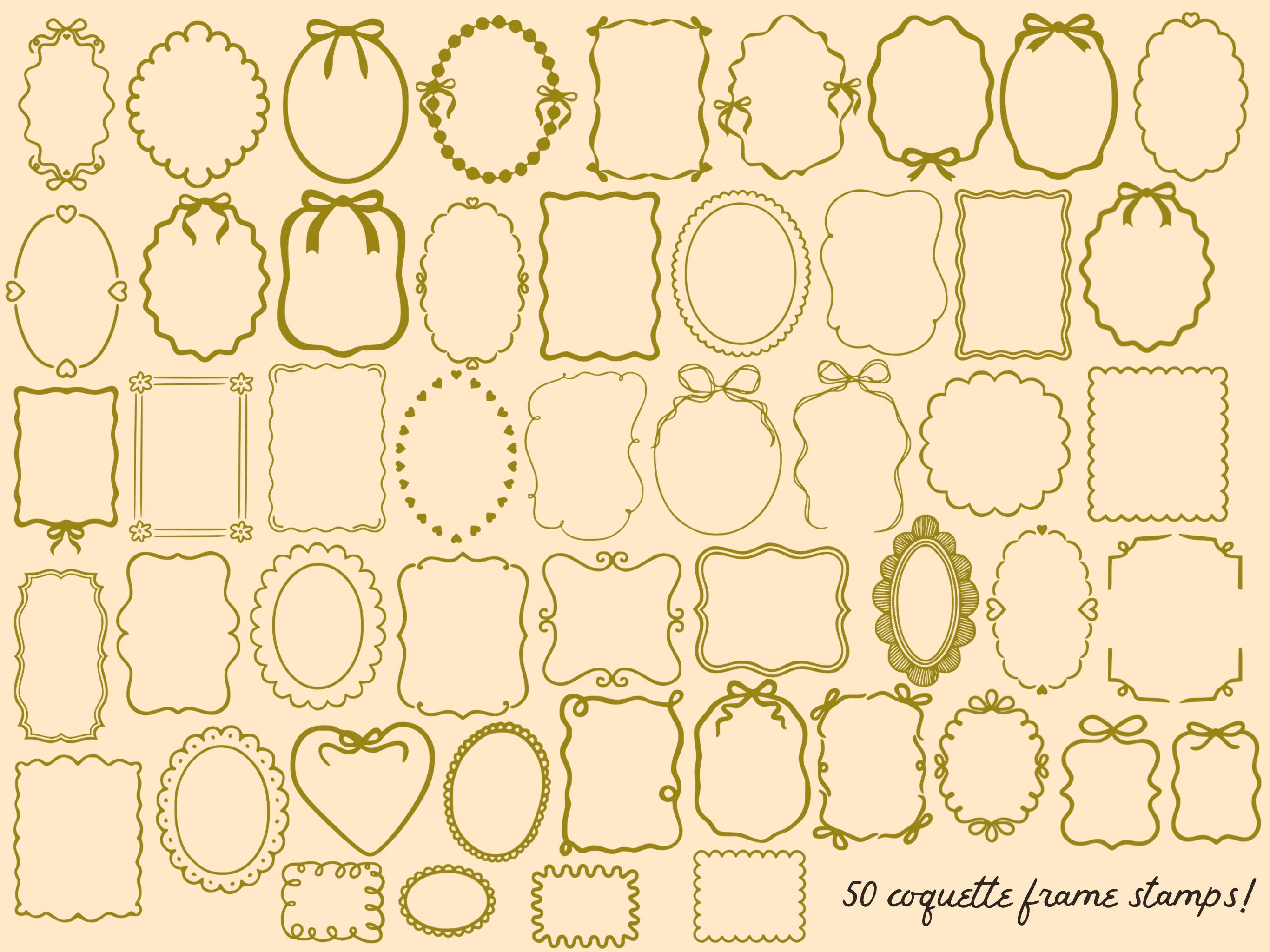 50 Coquette Frame Stamp Brushes for Procreate - DIGITAL DOWNLOAD - Etsy