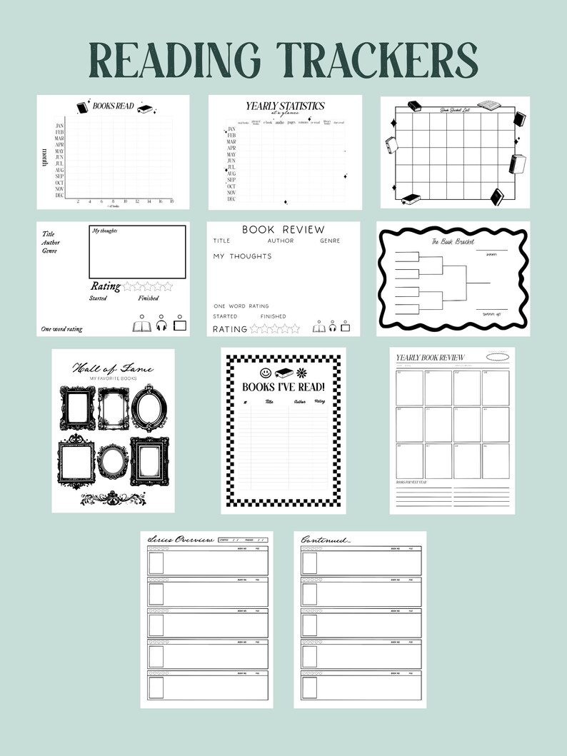 Reading Tracker Bundle - 20 Reading Trackers + Title Page - DIGITAL ...