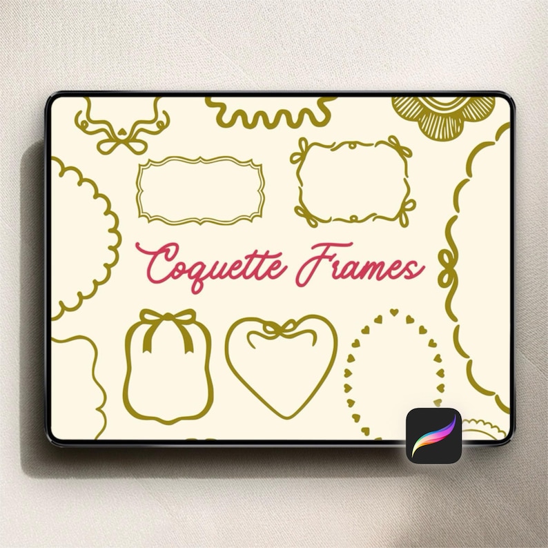 50 Coquette Frame Stamp Brushes for Procreate - DIGITAL DOWNLOAD - Etsy