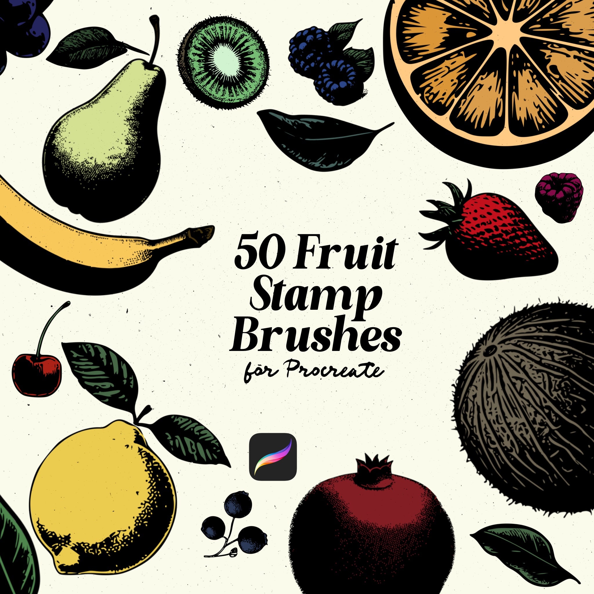 50 Fruit Stamp Brushes for Procreate DIGITAL DOWNLOAD - Etsy