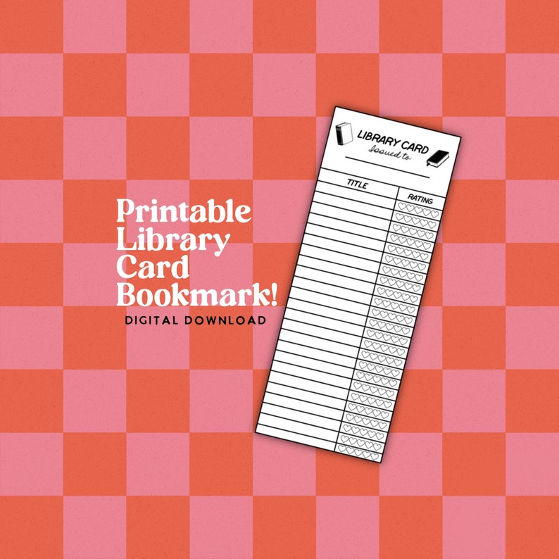 Printable Library Card Bookmark DIGITAL DOWNLOAD - Etsy