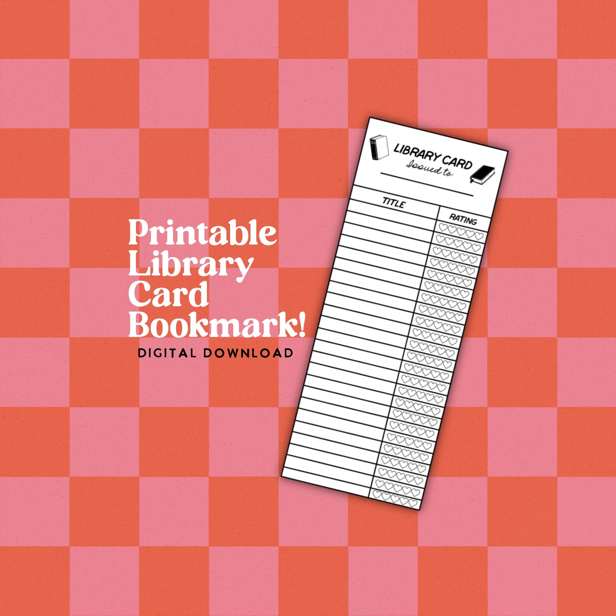 Printable Library Card Bookmark - DIGITAL DOWNLOAD - Etsy