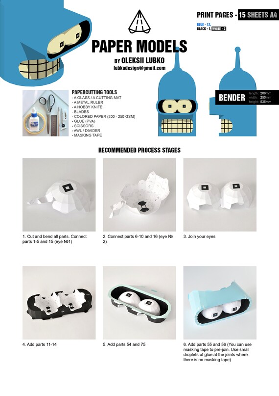 3d paper cartoon funny papercraft DIY creative printable PDF pepakura ...