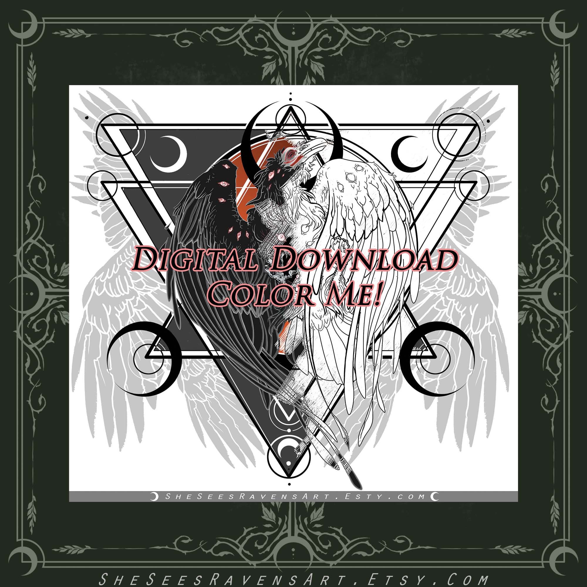 Digital Art & Collectibles NecroRaven Seraphim Coloring Page Digital ...