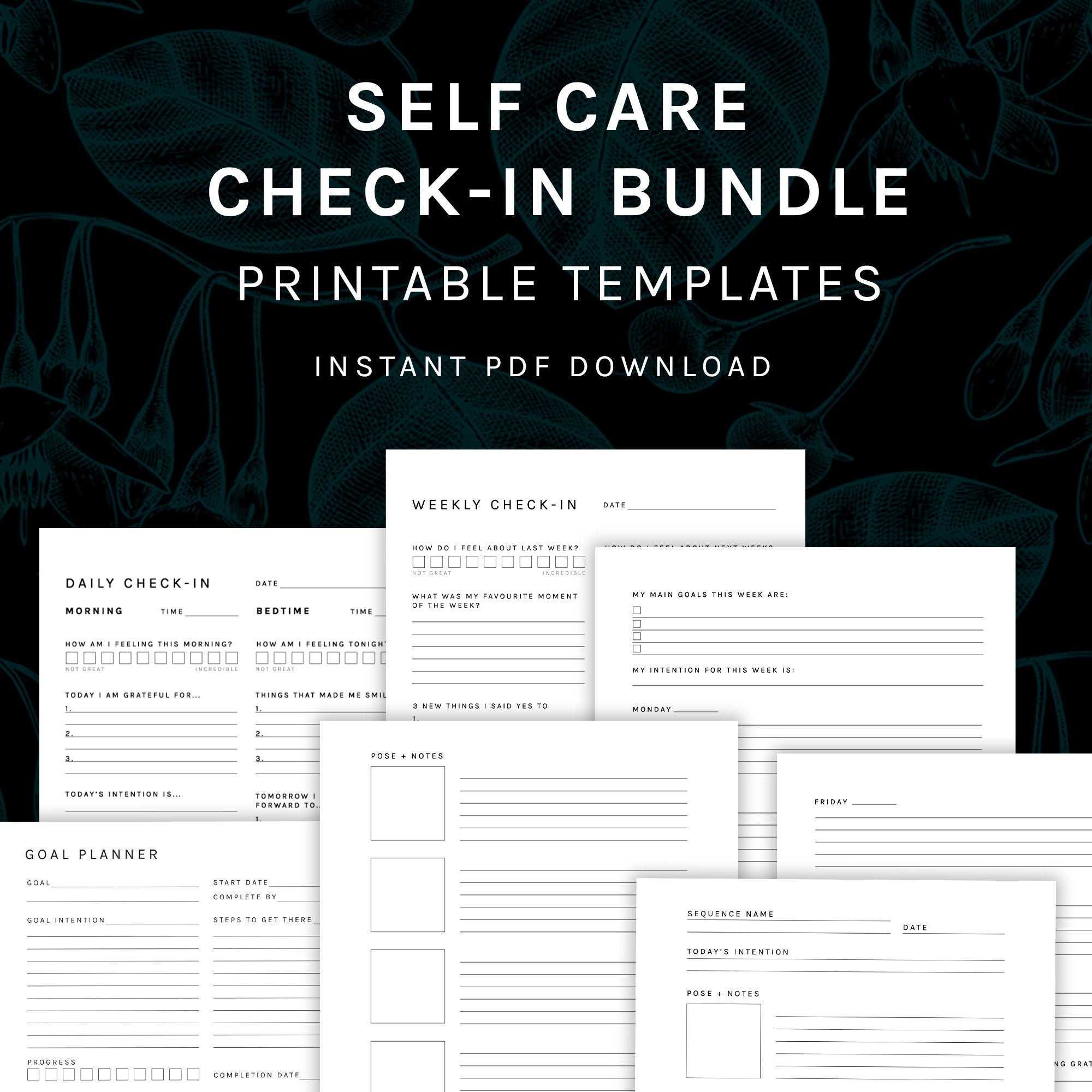 Self Care PDF Bundle 5 PDF Printable Worksheets for Self | Etsy