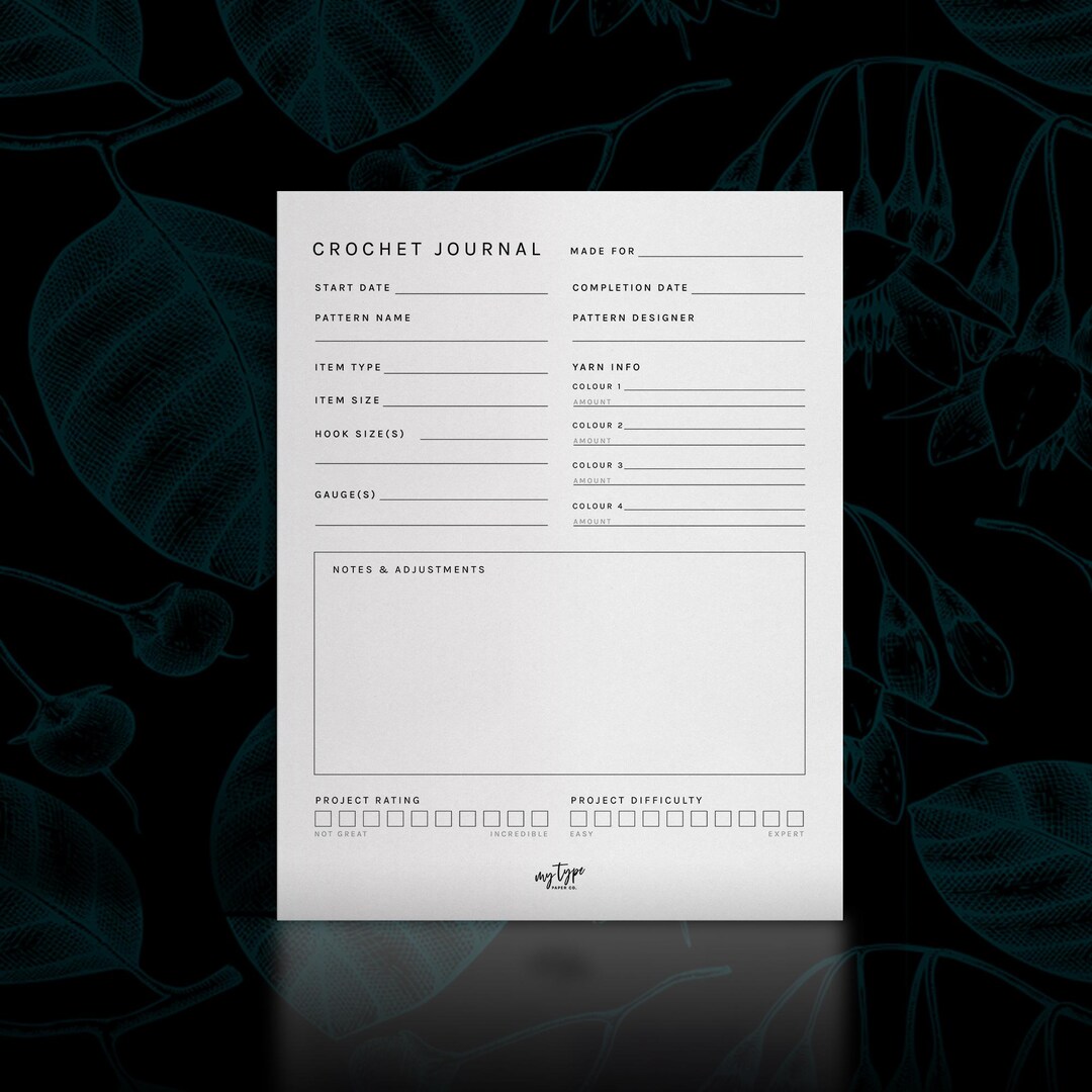 Crochet Project Journal Printable PDF, Instant PDF Download Template ...