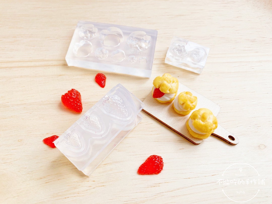 Miniature Mold Dollhouse Strawberry Puff Food Mold. 3d Stawberry Mold ...