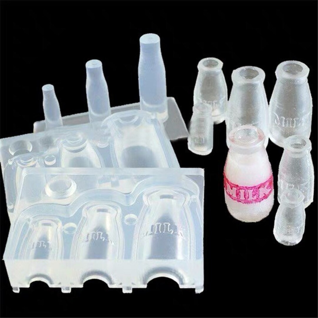 Diy Miniature Mold Dollhouse Milk Bottle 3D Uv Resin Silicone Soft Mold ...
