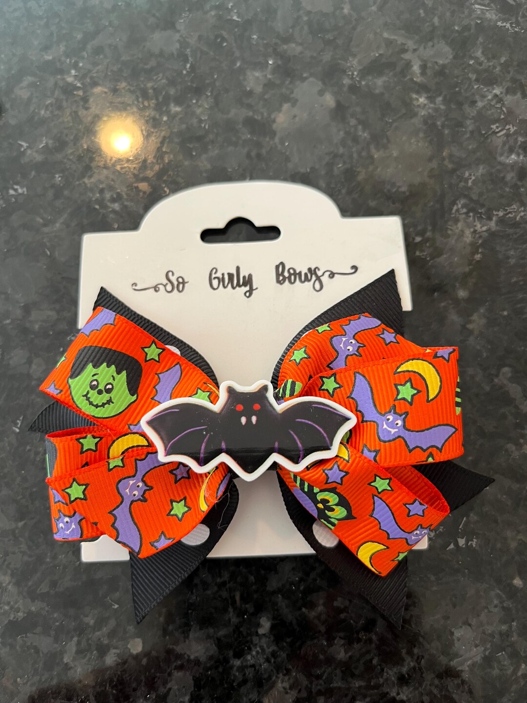 Girls Halloween Bat Frankenstein Hair Bow - Etsy
