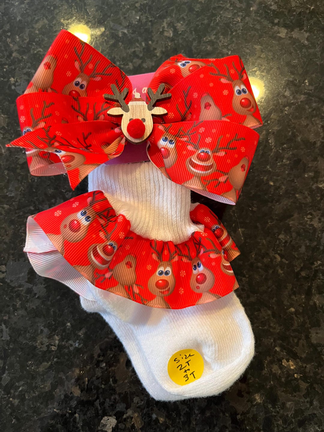 Girls Rudolph the Red Nosed Reindeer Christmas Hair Bow and Ruffle ...