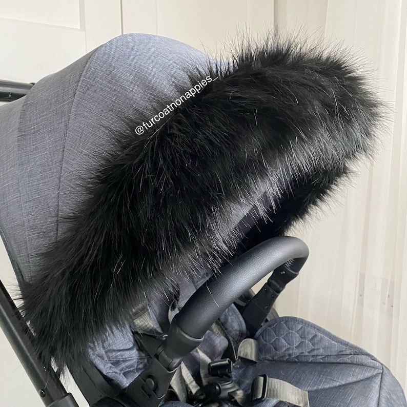 Luxury Black Faux Fur Pram Hood Trim - Etsy
