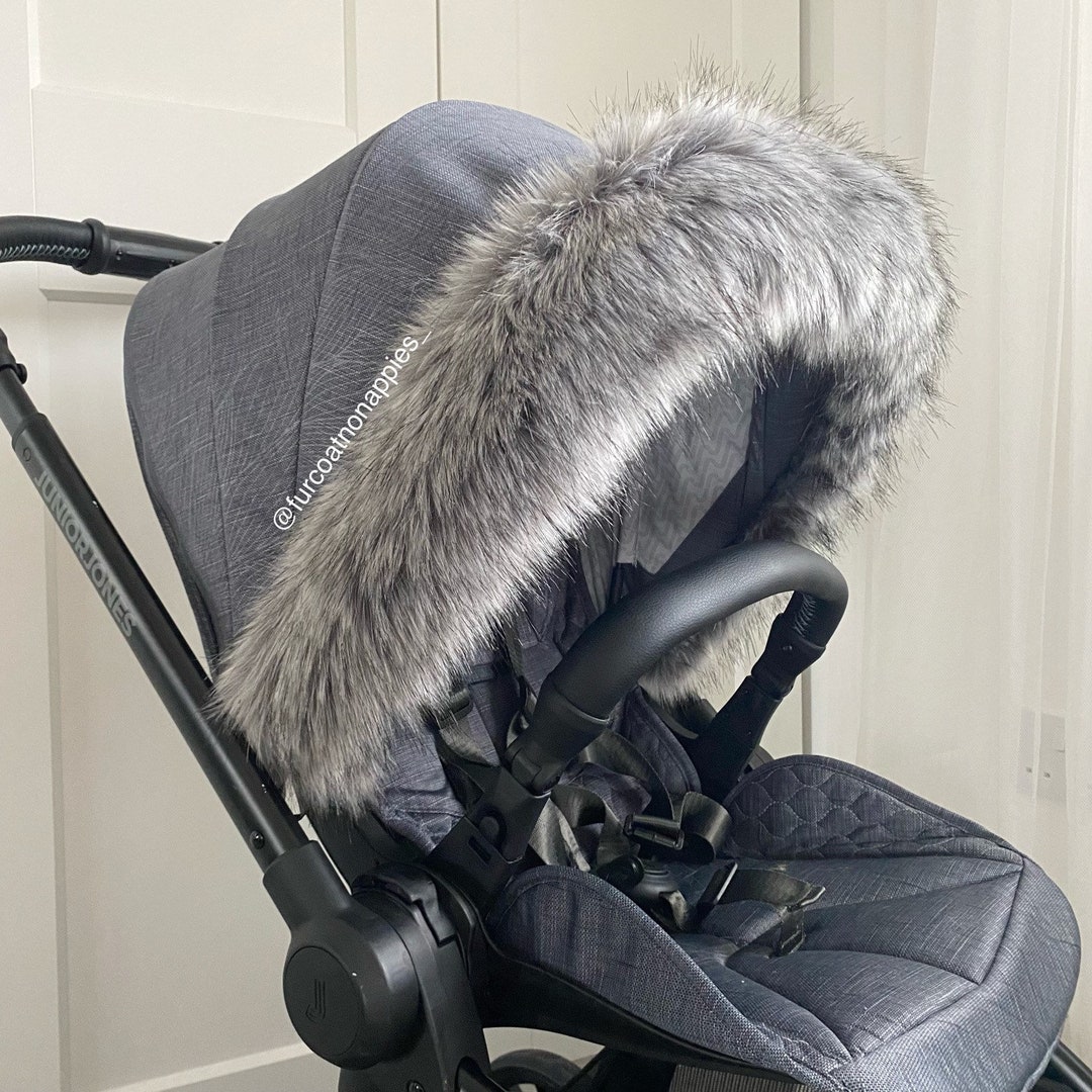 Husky Grey Luxury Faux Fur Pram Hood Trim - Etsy