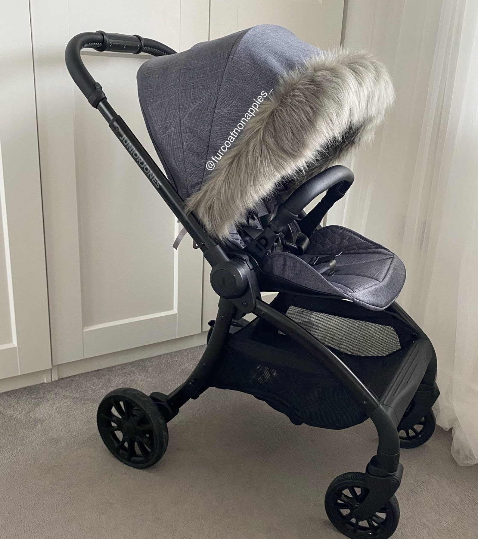 Grey Luxury Faux Fur Pram Hood Trim - Etsy