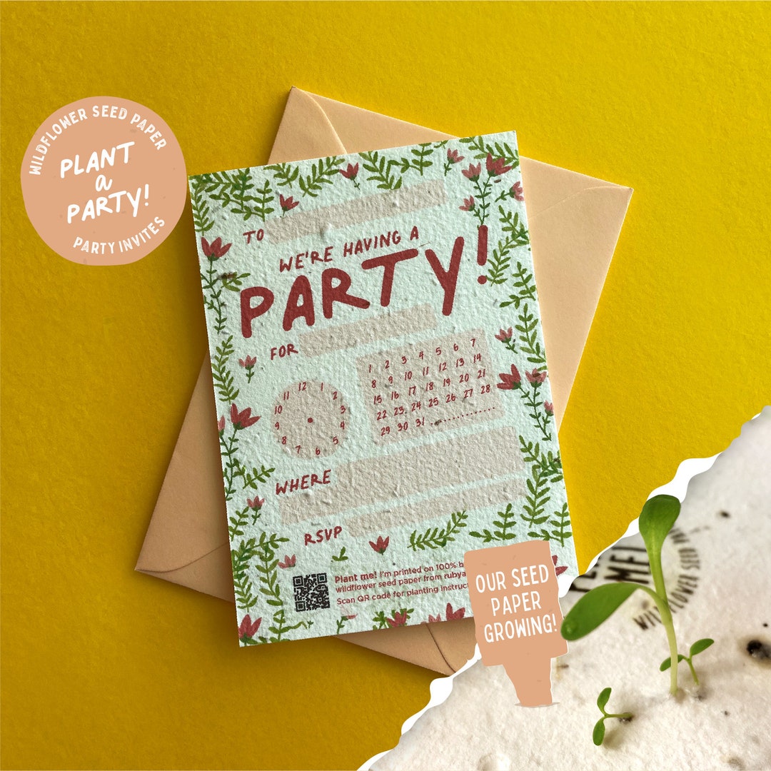 Plantable Party Invitation | Seed Paper Garden Party Invitations ...