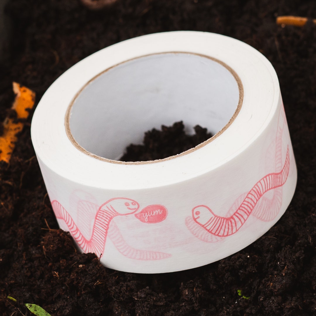 Feed the Worms Paper Tape 48mm | Worm Tape | Eco-friendly Packing Tape ...