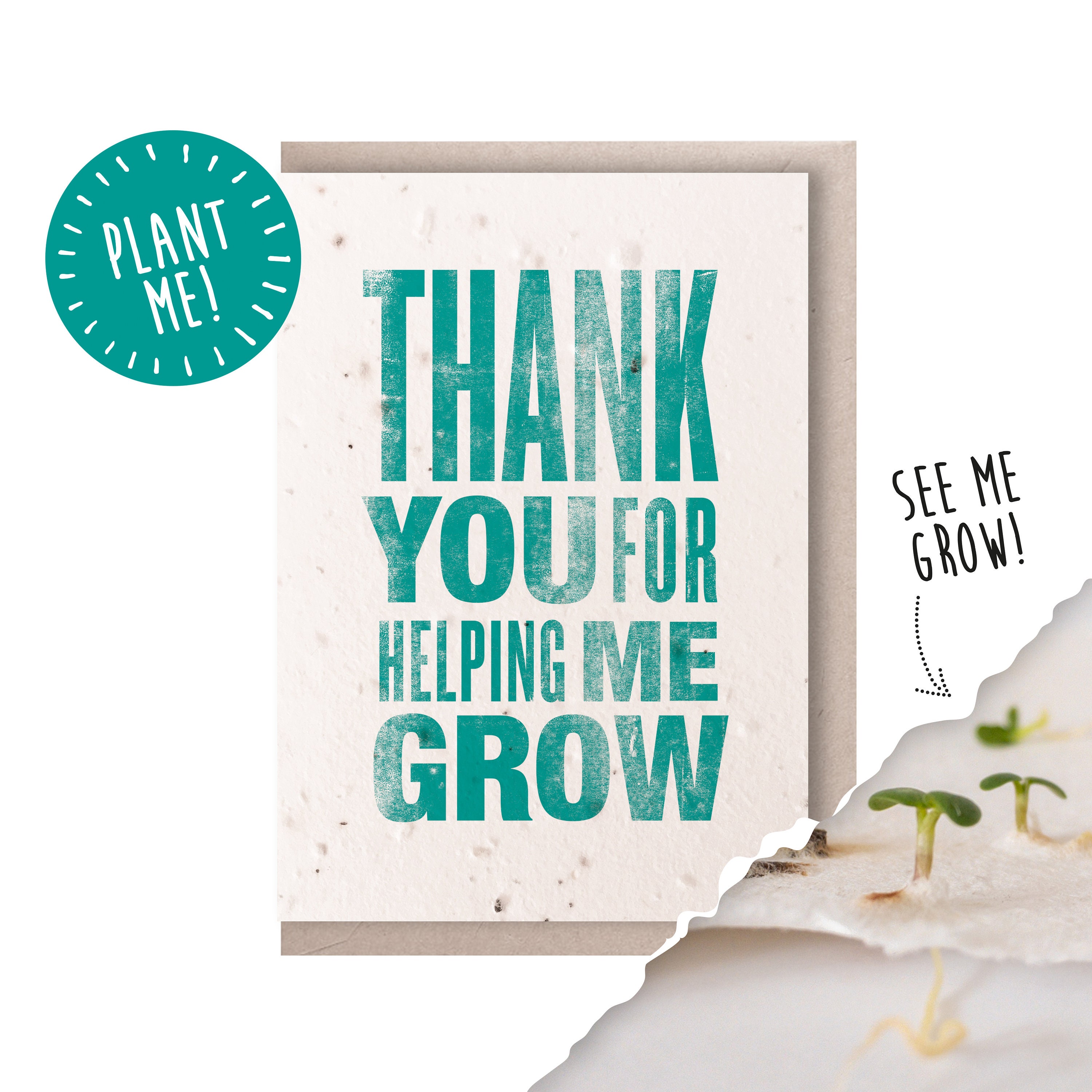 Plantable Seed Card Thank You for Helping Me Grow / Teacher - Etsy