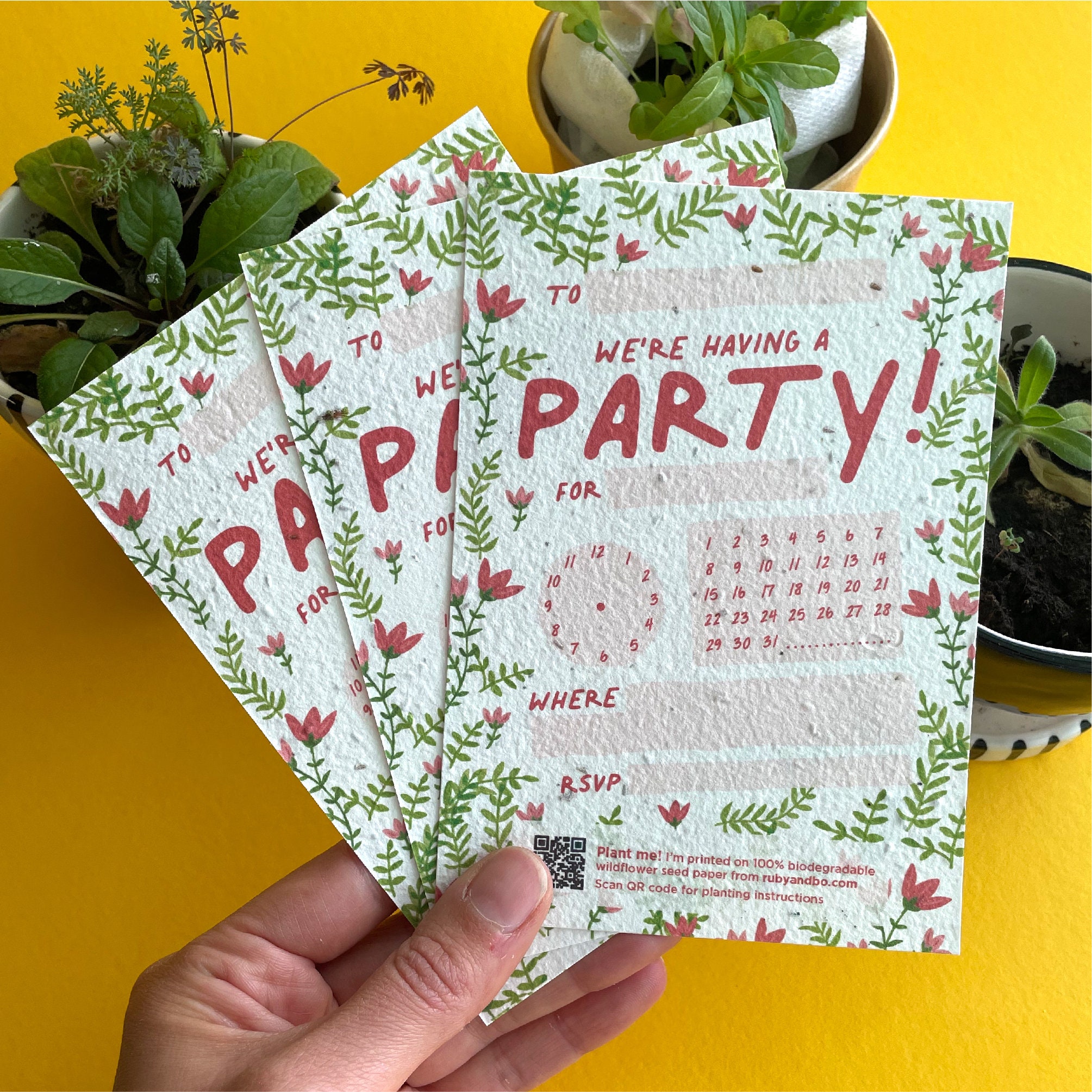 Plantable Party Invitation / Seed Paper Garden Party - Etsy UK