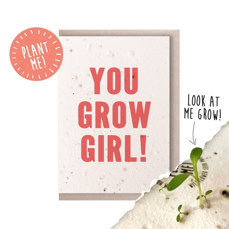 Plantable Seed Card Good Luck Baby Shower You Grow Girl / Eco - Etsy UK