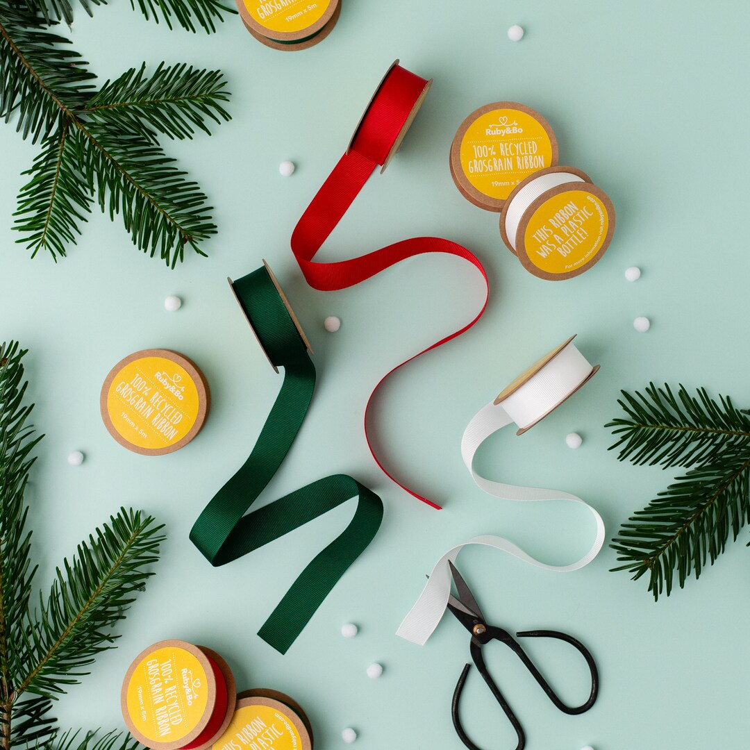 Recycled Grosgrain Christmas Ribbon 100% Recycled Ribbon Made From Post ...