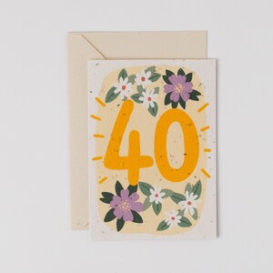 Plantable 40th Birthday Card, Card for 40 Year Old, 40th Birthday Seed ...