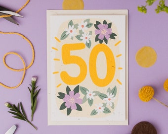 50th Birthday Card, Age 50 Card, Milestone Birthday Card, 50, Fifty, Happy 50th Birthday, 50th ...