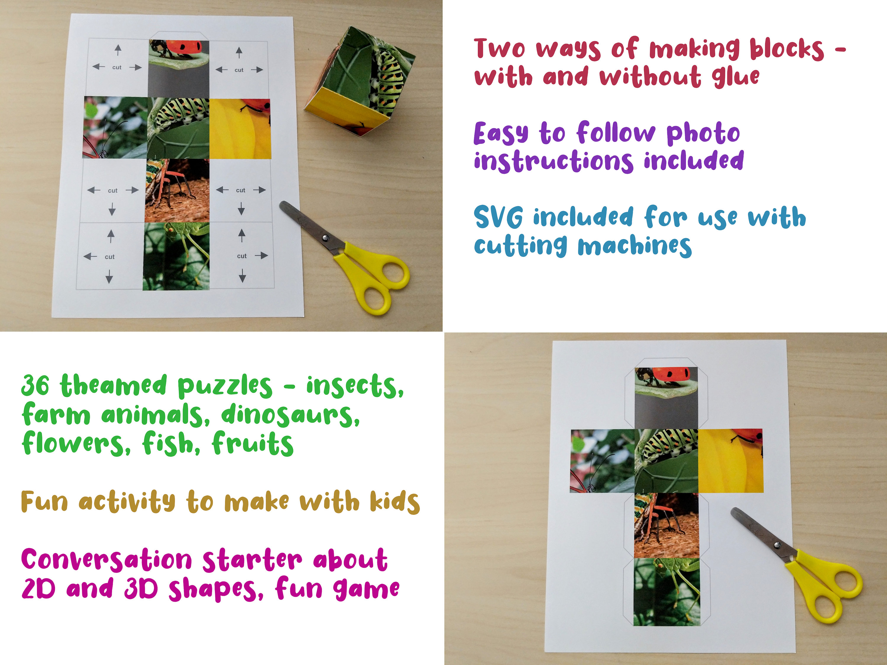 Puzzle Cubes Printable Blocks Montessori Puzzle DIY | Etsy
