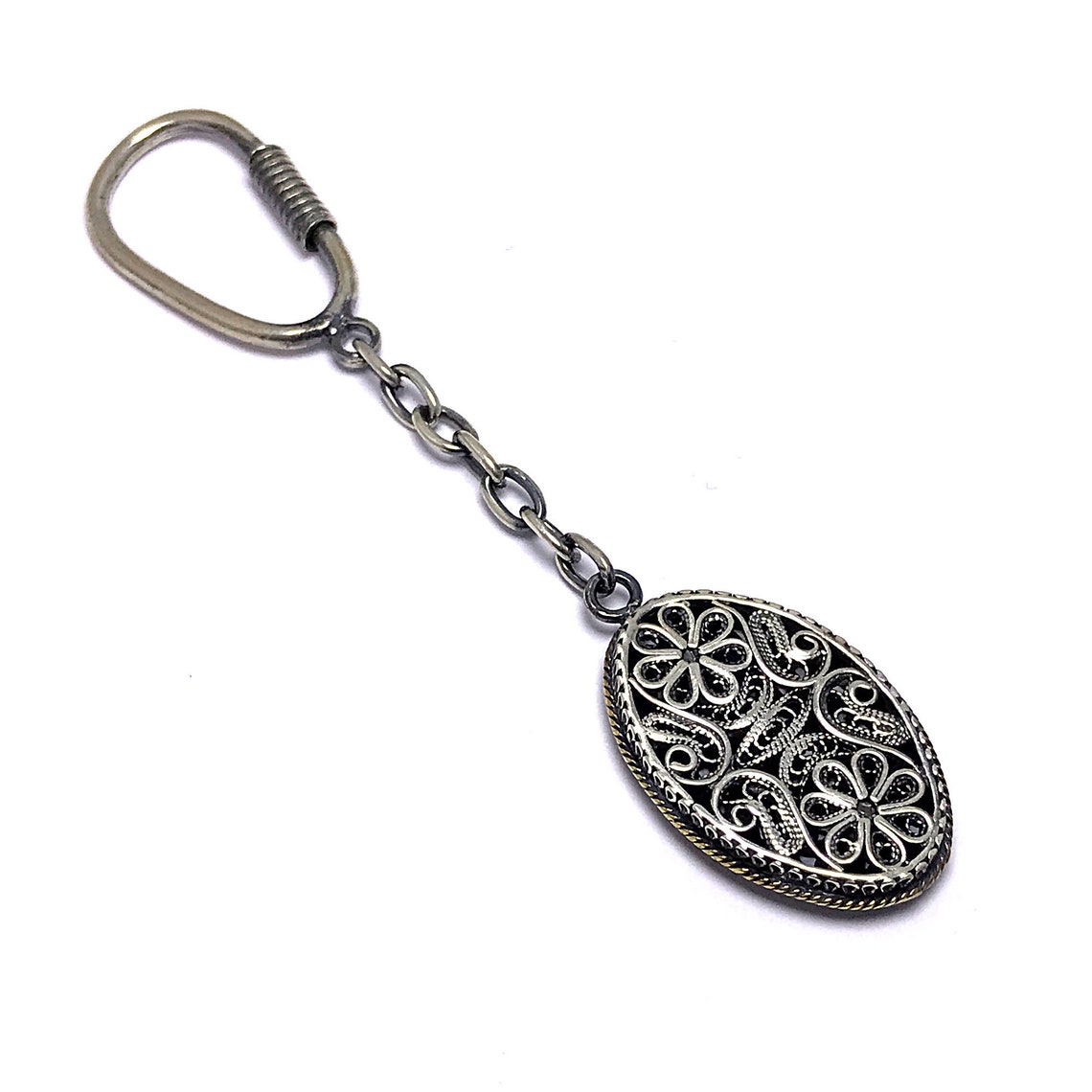 Filigree Keychain Made of 925 Sterling Silver Handmade Key - Etsy