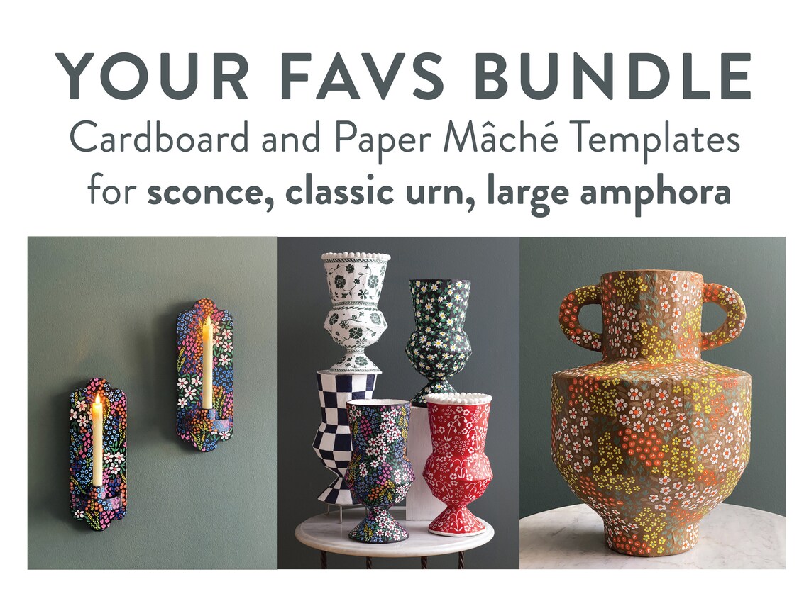 Cardboard & Paper Mâché Templates PDF: BUNDLE of 3 Your Favs - Etsy
