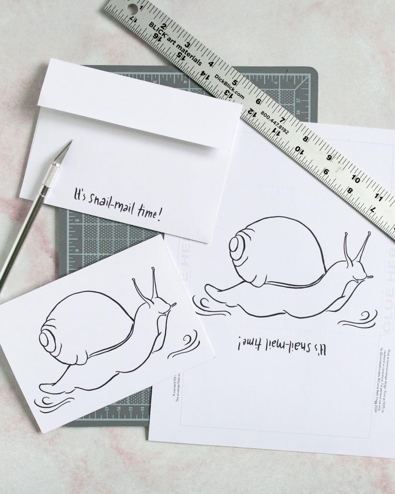 Print-at-home Envelope + Card Design PDF: Snail Mail - Etsy