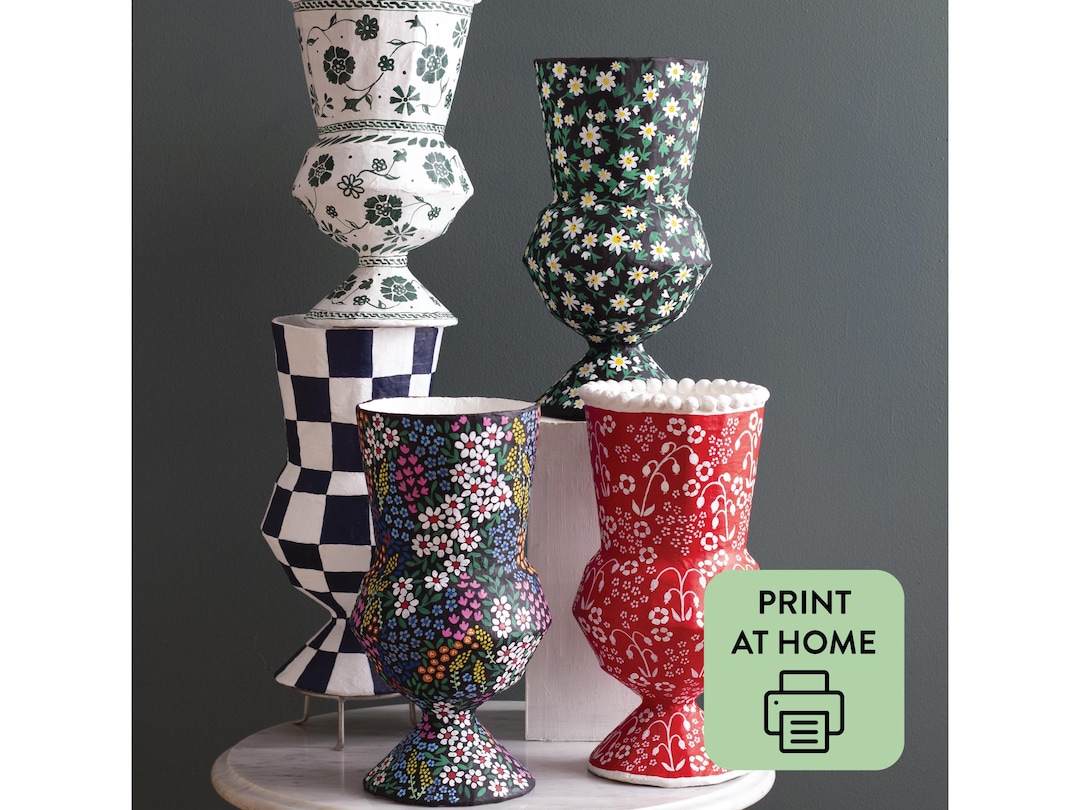 Classic Urn: Cardboard & Paper Mâché Template PDF - Etsy