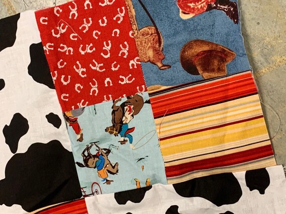 Western Cowprint Unfinished Quilt Block Ready to Finish | Etsy