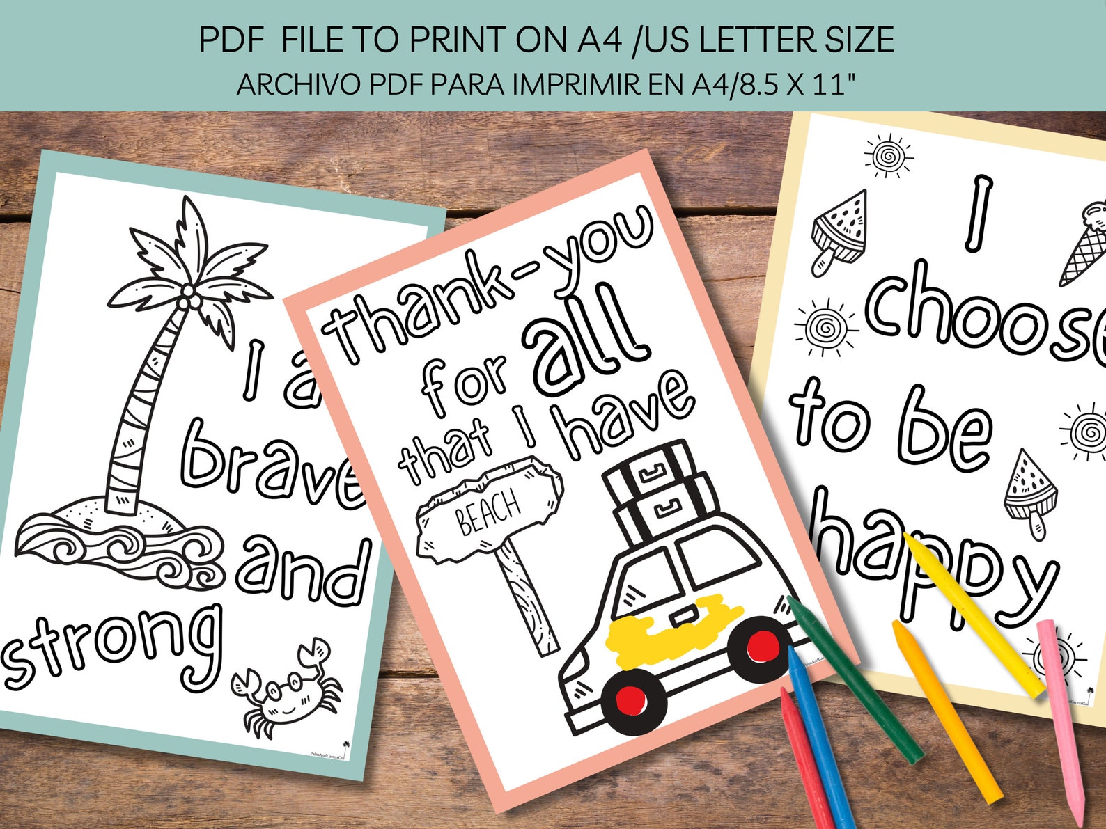 Printable Summer Coloring Pages for Kids With Positive Affirmations in ...