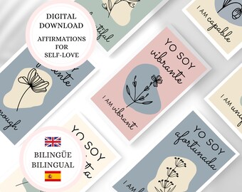 English & Spanish Boho Positive Affirmation Cards 54 Cards - Etsy