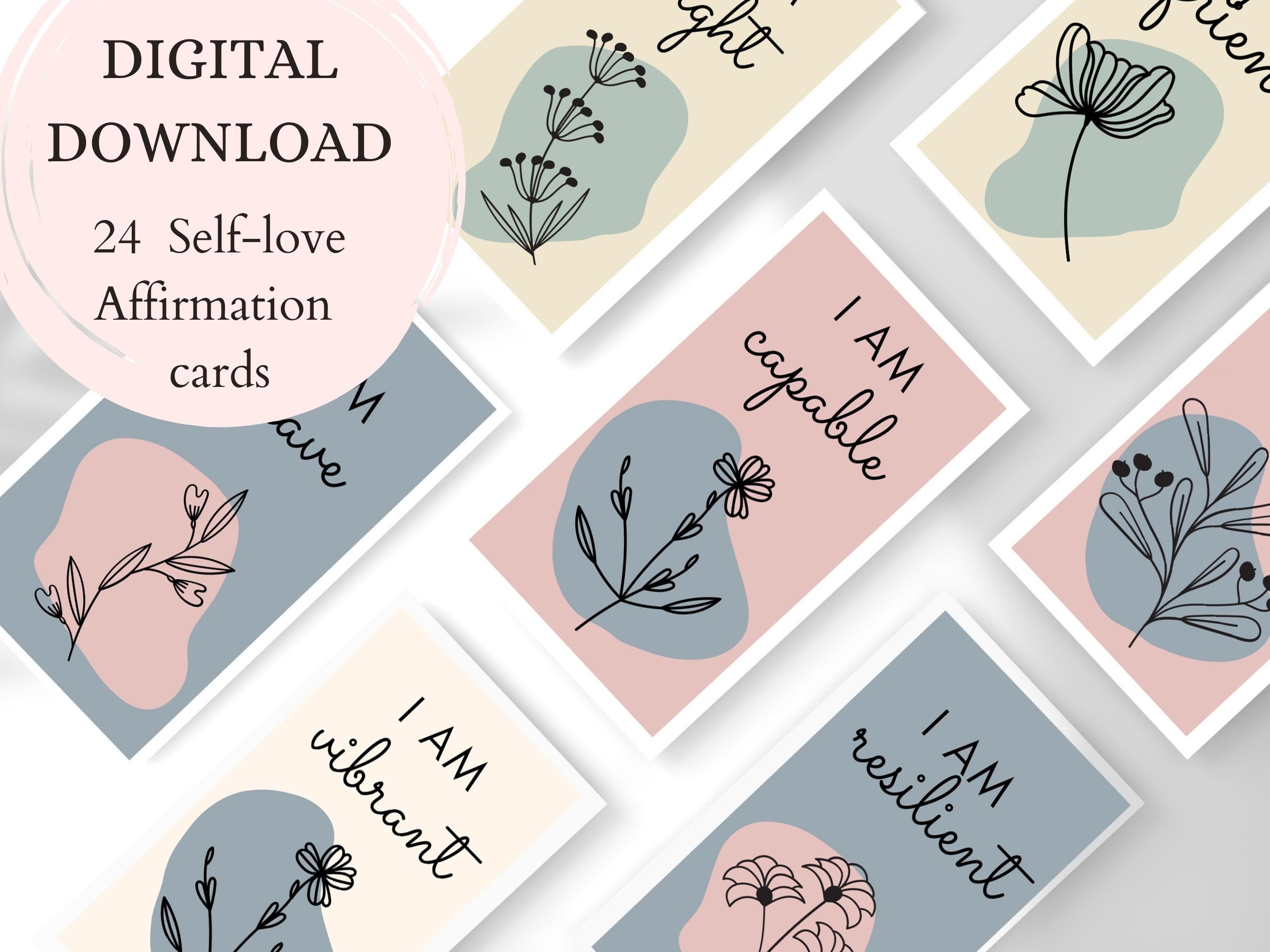 Affirmation Cards Printable, Manifestation Cards, I Am Enough Positive ...