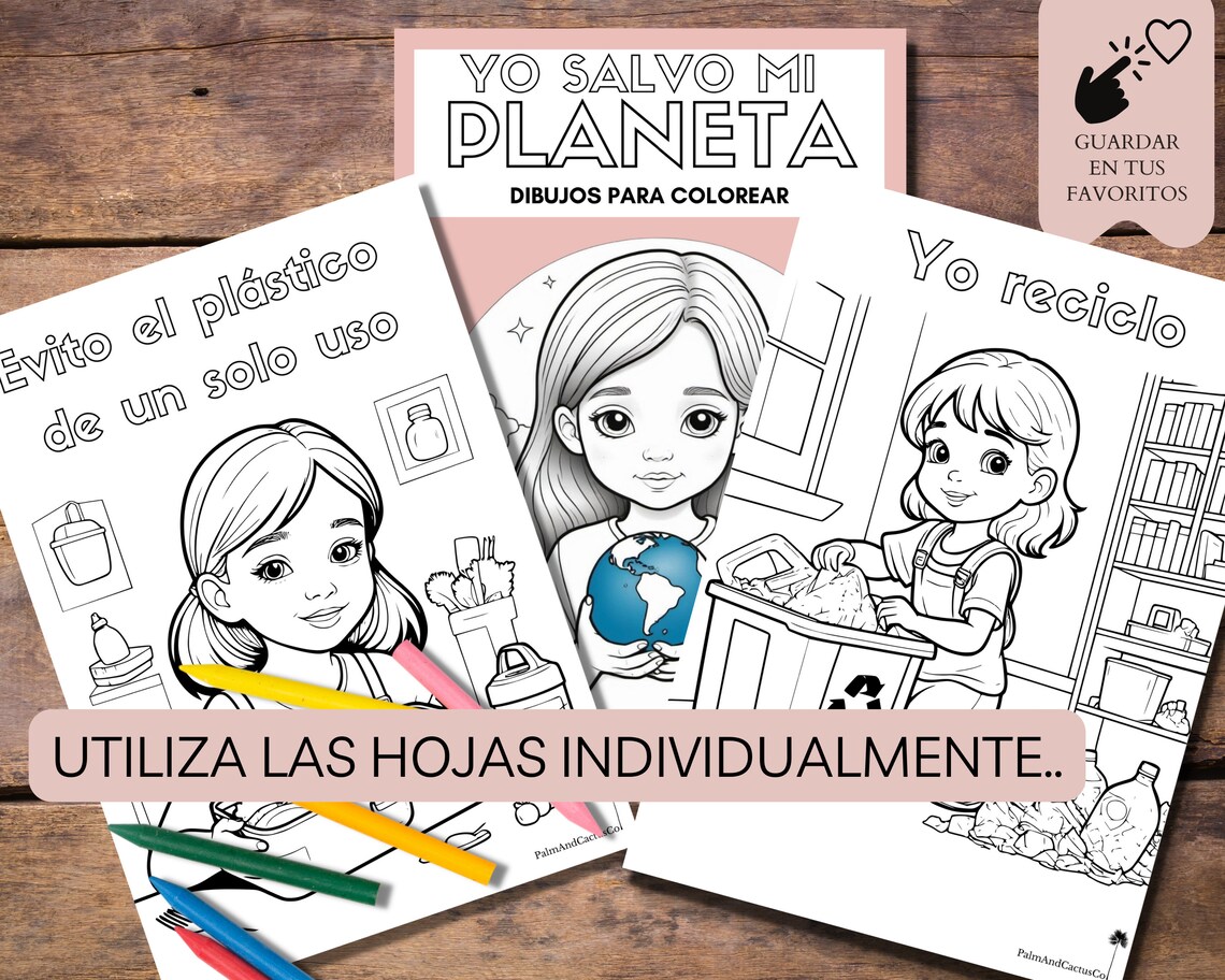 SPANISH Save the Planet Coloring Book for Girls, Earth Day Coloring ...