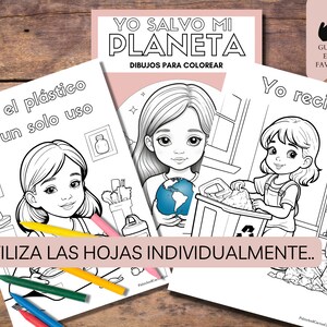 SPANISH Save the Planet Coloring Book for Girls, Earth Day Coloring ...