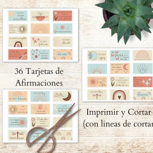 SPANISH Affirmation Cards Printable, Boho Manifestation Cards, Positive ...