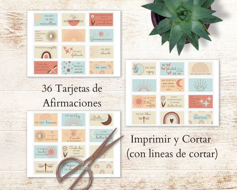 SPANISH Affirmation Cards Printable, Boho Manifestation Cards, Positive ...