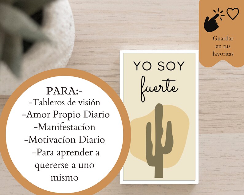 SPANISH Affirmation Cards Printable, Desert Theme Self Care Flashcards ...