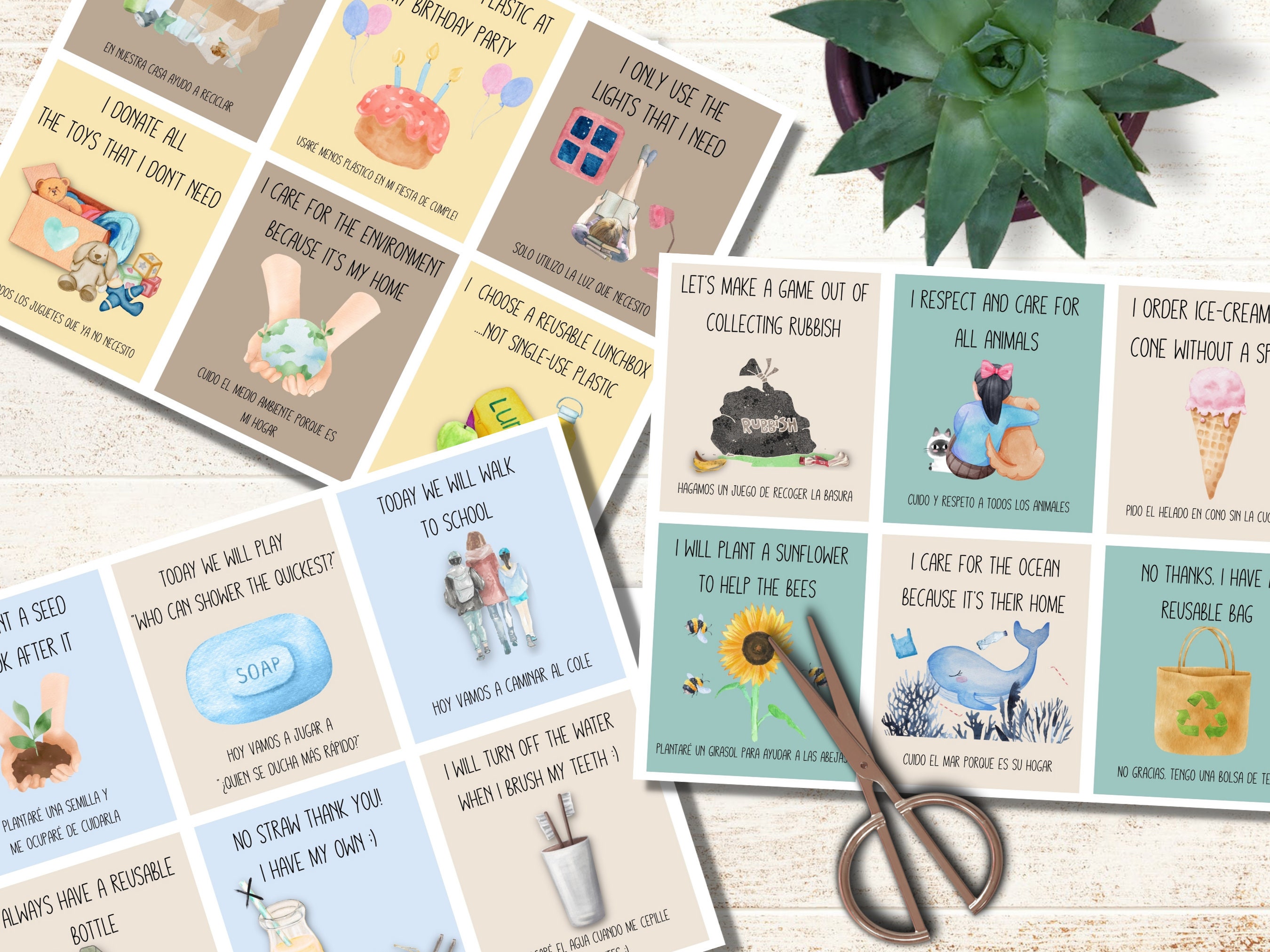 Save Our Earth Tips for Kids, Spanish to English, Bilingual Protect ...