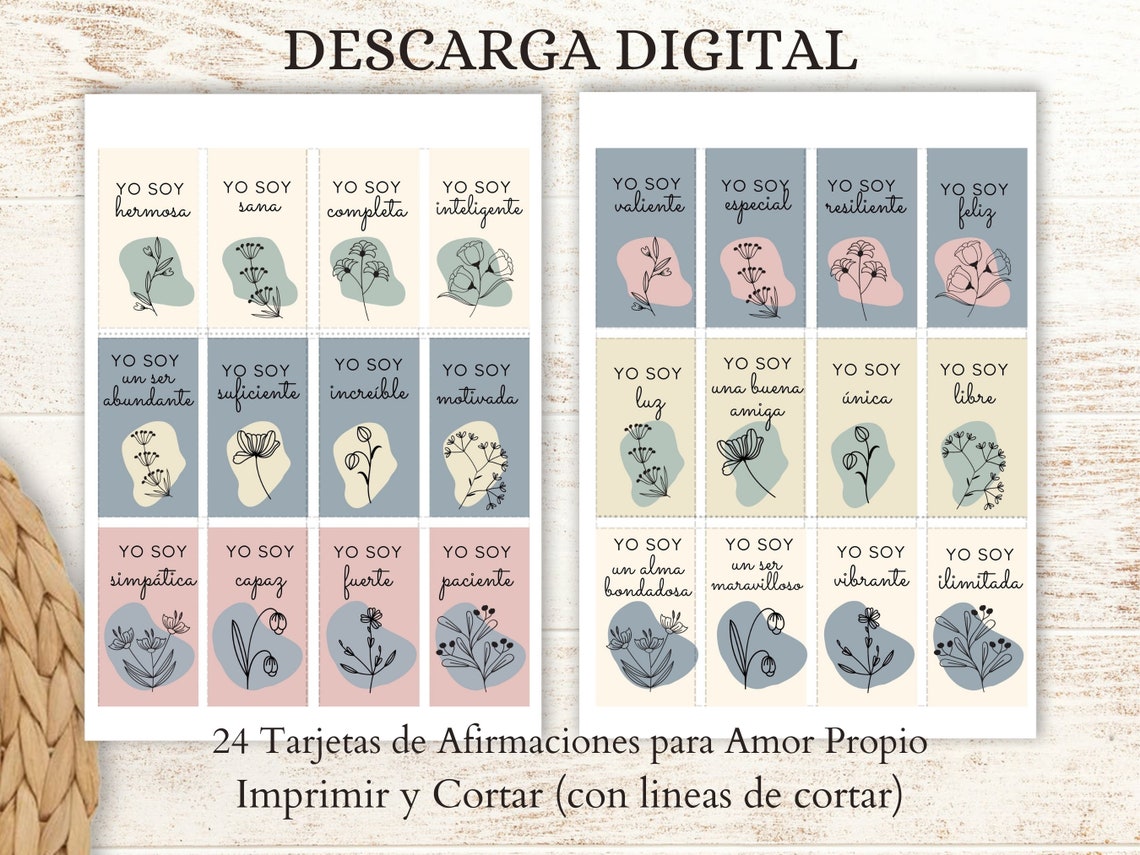 SPANISH Affirmation Cards Printable, Manifestation Cards, I Am Enough ...